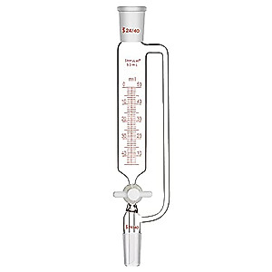 stonylab Pressure Equalizing Graduated Addition Funnel, Borosilicate Glass Dropping Funnel 24/40 Joint 50 ml with PTFE Stopcock for Laboratory (50 ml)