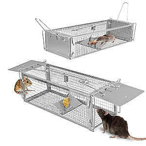 iMounTEK Humane Live Mouse Trap Humane Trap Cage Dual Door Small Animal Trap Humane Live Rodent Dense Mesh Trap Cage with 2 Detachable U Shaped Rod