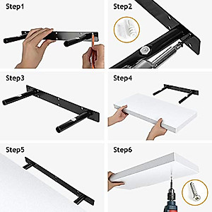 AMADA HOMEFURNISHING Floating Shelves, Invisible Wall Mounted 3 Sets, Modern Faux Wood White Wall Shelves with Matte Finish, Perfect for Bedroom, Bathroom, Living Room and Kitchen Storage