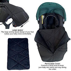 AICTIMO Universal Stroller Accessories Footmuff Compatible with Doona Car Seat & Strollers, Waterproof Warm Bunting Bag Suitable for 95% and Strollers Black