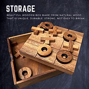 NUTTA - TicTacToe Wooden Game Size 5.5 X 5.5 inches Tic Tac Toe Wooden Board Games Coffee Table Desk Toy Fun Game Friends and Family Adult Games Travel Backyard Indoor Outdoor Decorative Decor Room