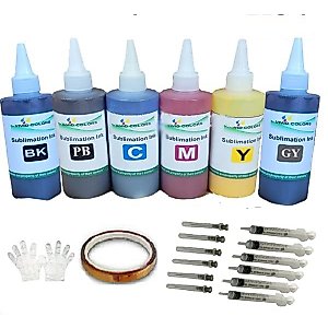 Vivid Colors 6 x100ml T552 552 Dye Sublimation Ink Refill Bottle for Ep ET-8500 ET-8550 Printers Heat Press Transfer on DYI Mugs Plates T-Shirts (BK,PB,C,M,Y,GY) Super Tank Printer