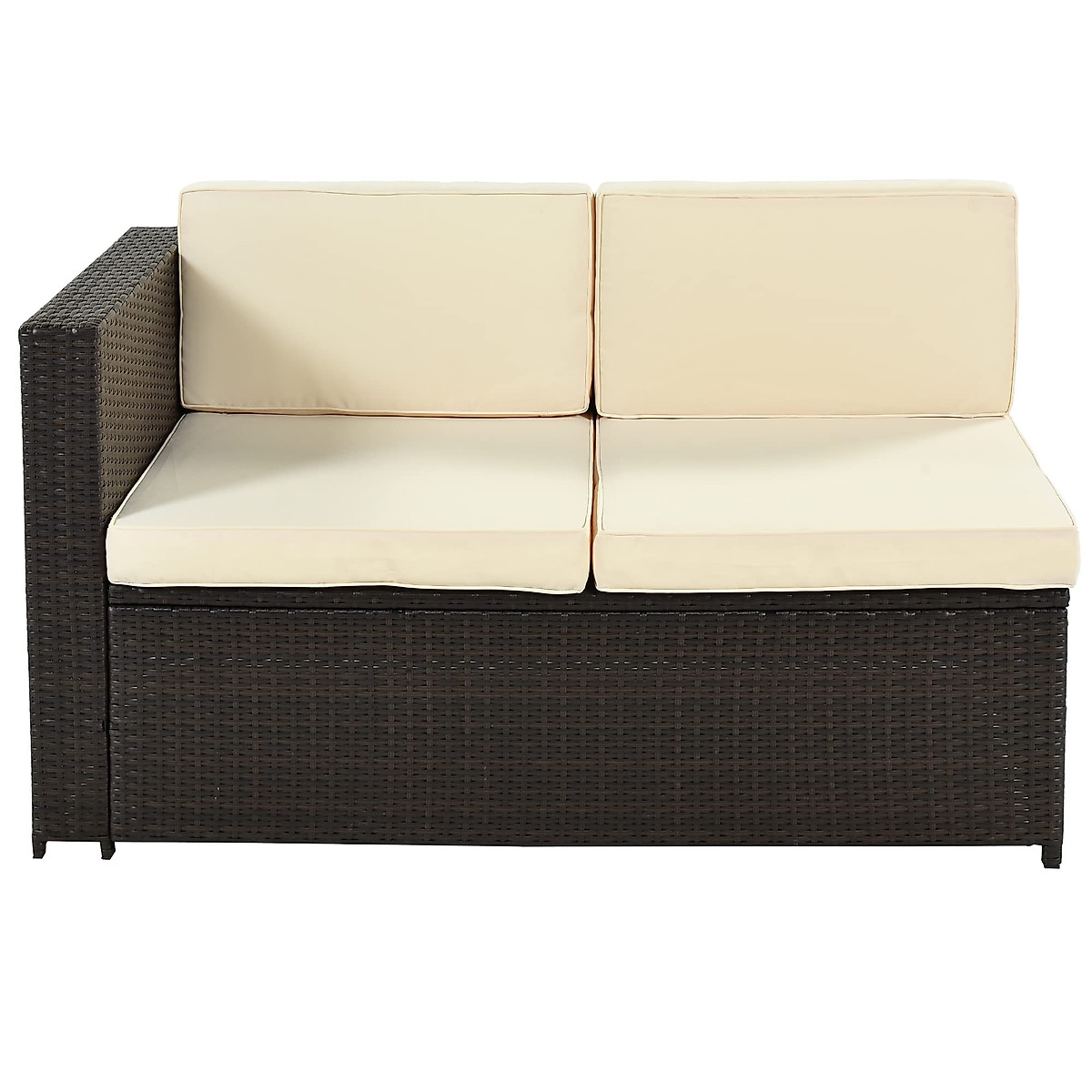 BIADNBZ 9 Piece Patio Furniture Sets PE Rattan Outdoor Conversation Sectional Sofa Couch with Coffee Table&Ottomans for Garden Yard Poolside, Beige Cushions+Brown Wicker