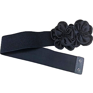 ALAIX Women's Wide Belt Stretchy Chunky Waist Belt Dress Belts Big Flower Cinch Belts Elastic Belts for Women