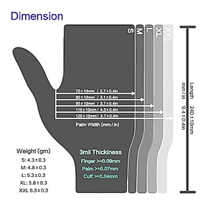 Dr.GreenPanda Medium 1000pcs Black Nitrile Food Safe Gloves Medical Grade for Food Prep Cooking Cleaning Multipurpose Latex&Powder Free 3mil Great Value Pack