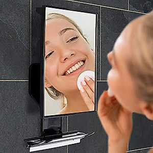 ToiletTree Products Deluxe Larger Fogless Shower Shaving Mirror with Squeegee, Large, Black