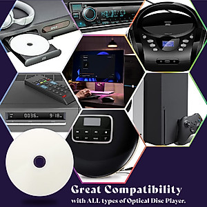 PioData CD-R 52X 700MB Moisture Resistant White Inkjet Printable CD-R Blank Discs – 100 Disc Cake Box Spindle, Printable CDR Discs for Music, Data