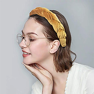 RINVEE Headbands for Women Velvet Braided Headbands Fashion Hairband Criss Cross Hair Accessories, Golden
