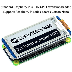 2.13inch E-Ink Display HAT V4 Version, Black/White Two-Color 250x122 Pixel E-Paper Module for Raspberry Pi 5/ 4B/3B+/3B/2B/A+/Zero W/WH/Zero 2 W/Jetson Nano SPI Interface, Support Partial Refresh