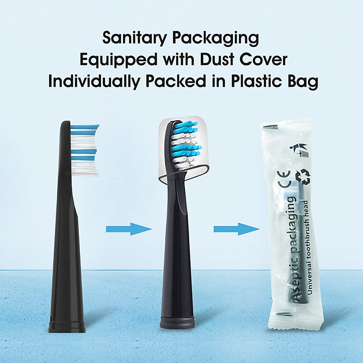 Replacement Toothbrush Heads Compatible with fairywill Electric Toothbrush, Model FW-507/FW-508/2011/959/917/551, D1/D3/D7/D8,W Shape Design Planted with Nylon Bristle (6 Pack - Black)