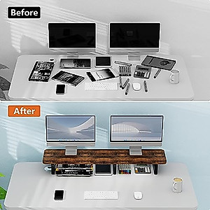 ErgoFocus Large Wood Monitor Stand, 39-inch Long Dual Monitor Riser with Storage Space