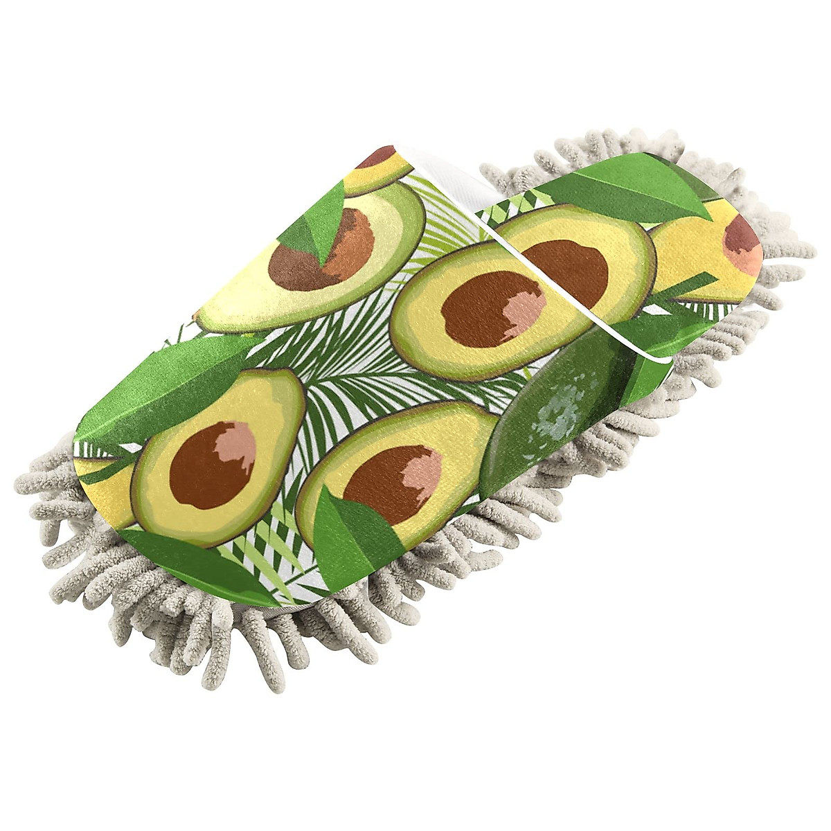 Avocado Tropical Leaves Mop Slippers Shoes Cover for Floor Cleaning Washable Hair Dust Dirty Cleaners Microfiber Mop Socks for Office House Kitchen