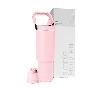 Simple Modern Trek Pivot | 40oz Flip Straw Tumbler with Handle | Water Bottle & Boot | Interchangeable Straw & Chug Lids | Insulated Stainless Steel Jug | Gym Sports Outdoors | Blush