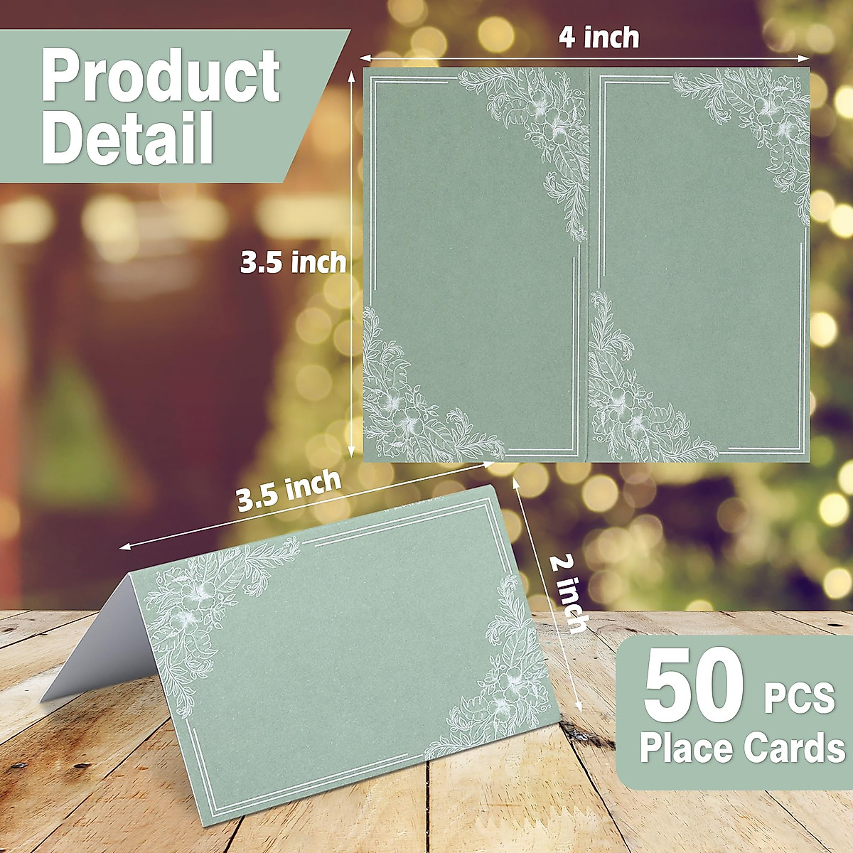 50 Pack Sage Green Place Cards Green Table Card 2 * 3.5 Inch Wedding Table Cards Seat Placement Cards Printable Place Cards For Reception Tables Placement Party