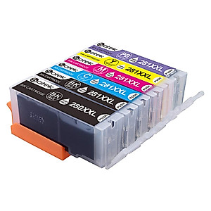 Sotek Compatible PGI-280XXL CLI-281XXL 280XL 281XL 280 281 Ink Cartridges, Use with PIXMA TS9120 TS8120 TS8220 TS8320 TS8322 TS9120 TS8100 TS8200 TS8300 Printers (with Photo Blue)