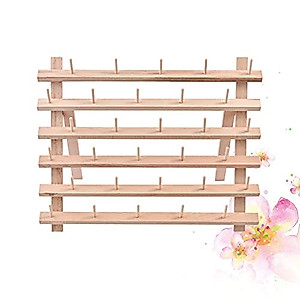 Exceart Thread Storage Rack 30 Spool Cone Foldable Wood Thread Rack Stand Embroidery Machine Holds DIY Bobbin Thread Organizer for Embroidery Craft Sewing Thread Stand Holder