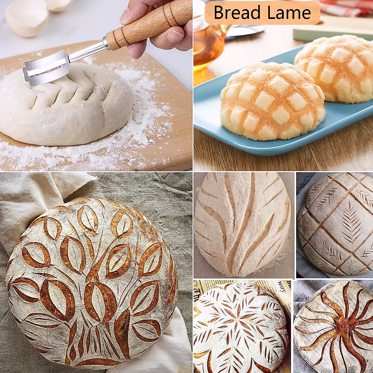 GUXVNE 16PCS Bread Proofing Basket Kit,9 In Round Sourdough Proofing Basket,Proofing Set,Sourdough Bread Baking Supplies with Dough Whisk,Linen Liner,Dough Scraper,Bread Lame,Silicone Bread Sling