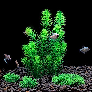 MyLifeUNIT Aquarium Plants, Artificial Aquarium Decorations for Fish Tank Decor, Pack of 4