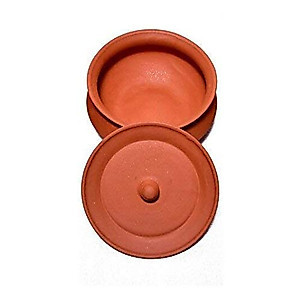 Export Quality Terracotta Clay Curd Pots 500 ml, Brown Handi with Lid (Biryani Handi, Dahi Handi) (Earthenware, Induction Bottom) 1200ML (Pack of 1), 18 x 18 x 15 cm