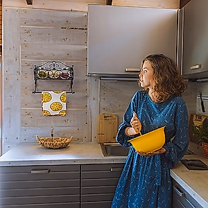 Adhesive Paper Towel Holder with Shelf, Paper Towel Holder Wall Mount, 12in Black Paper Towel Holder for Kitchen, Hand Towel Holder for Bathroom with Shelf