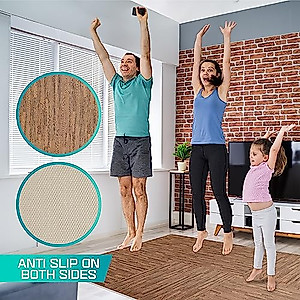 Yes4All Interlocking Foam Tiles, Non-Slip Foam Floor Tiles for Home Gym- Oak Wood Dark, 12 Tiles 24"x 24"x 7/16" Cover 48 Sqft