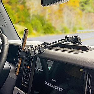 OMU Bronco Phone Mount,2 Stage Ball -Socket Design, All-Metal Structure,360° Adjustment Dashboard Cell Phone Mount Suitable for Ford Bronco 2021+ for All Smartphones(Non-Destructive Installation)