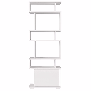 DORPEK Balance Bookcase 6-Tier S-Shaped Bookshelf, Freestanding Wooden Bookcase, Modern Decorative Storage Display Shelf for Living Room & Bedroom, White