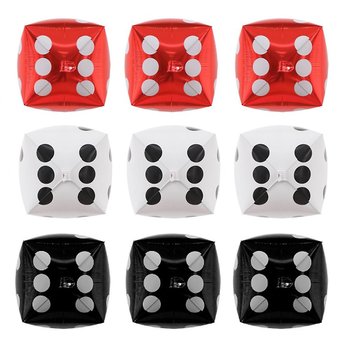 Large Dice Balloons,12 Inch Cube Foil Balloons,Dice Party Decorations,Inflatable Dice 4D Aluminum Mylar Balloon for Game Night Las Vegas Birthday Graduation Prom Party Supply (Mix 9pcs)