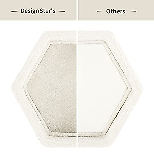 DesignSter Hexagon Velvet Ring Box - Premium Gorgeous Vintage Double Ring Display Holder with Detachable Lid for Proposal, Engagement, Wedding, Ceremony (Beige)