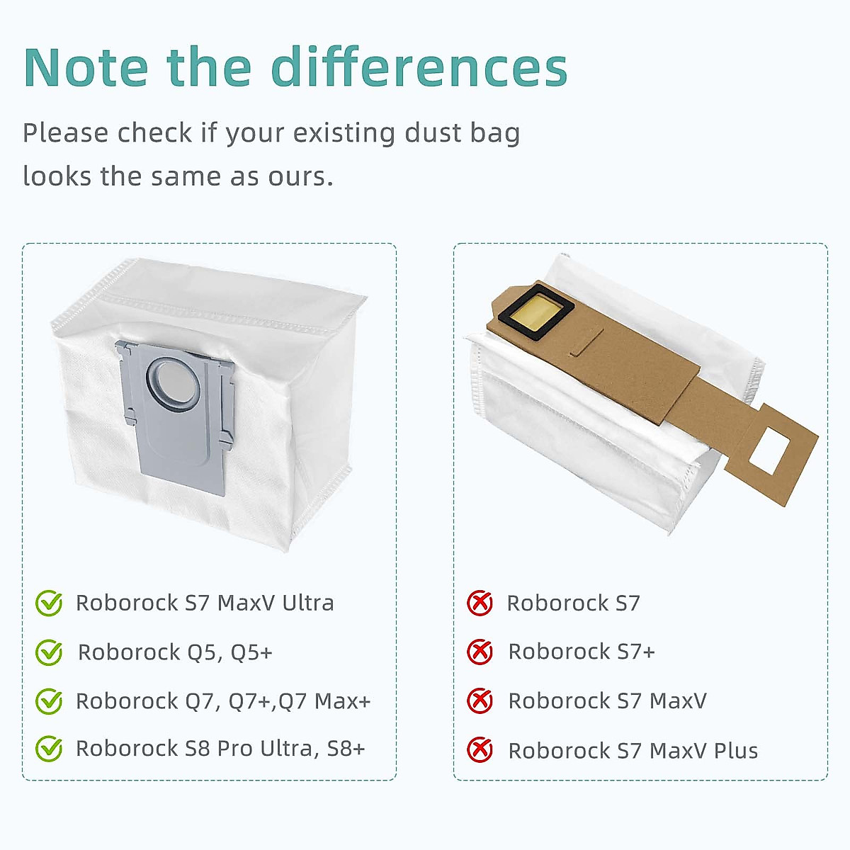 6 Pcs Replacement Dust Bags Refill Kit Compatible with Roborock Q5 Max+ / S8+ / S8 Pro Ultra / S7 MaxV Ultra / S7 Max Ultra / Q7+ / Q7 Max+ / Q8 Max+ / Q5 Pro+ / Q5+ Robotic Vacuums 3L Large Capacity