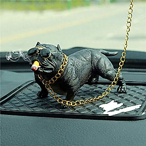 Jiuke, Bully Pitbull Dog Car Interior Decoration Dashboard Ornament Fashion Funny Cute Home Decoration Auto Accessories No Base-Black