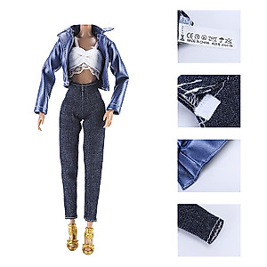 YAMASO Leather Coat Suit Pack,Cool Wild Motorcycle Style Couple Clothes for 11.5″ Girl Dolls and 12″ Boy Doll（Doll and Motorcycle not Included）