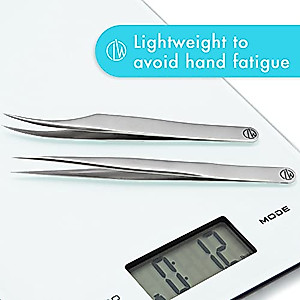 Eyelash Extension Tweezers Set of 2 Eyelash Tweezers - Isolation Tweezers Eyelash Extensions and Volume Lash Tweezers - Straight and Pointed Curved Tweezers - Professional Lash Tweezers – by CLW