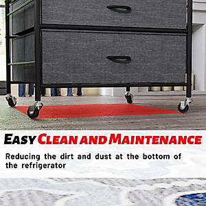 Alavoco Mini Fridge Stand, 120LBS Mini Fridge Table, 2 Drawer Fridge Cart, Mini Fridge Stand with Storage, Metal Frame Iron Top, 4 Swivel Wheels for Home Kitchen, Black