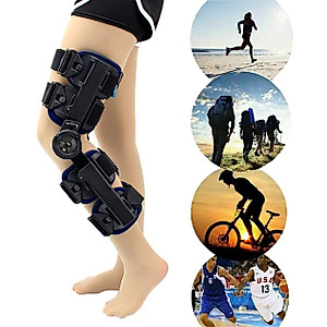 XBJYDMBDD Hinged Knee Brace ROM Knee Brace for ACL PCL Meniscus Ligament Sports Injuries Adjustable Knee Orthosis for Men Women Adjustable Knee Immobilizer