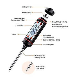 Sepa Sport Large Meat, Food & Liquid Thermometer,Fast Precise Digital Screen with 5.7 Inches Stainless Steel Probe Perfect for Any Cooking, Deep Fry, BBQ Grilling, Turkey Roasting Or Meat. (TP101)