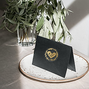 SAVITA Heart Envelope Seals, 500 Pcs Clear Bronzing Heart Stickers for Envelopes 1.26 Inch Round Heart Stickers for Wedding Invites DIY Craft (Gold)