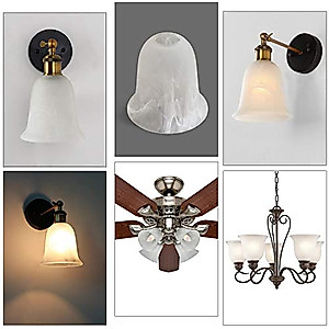 Giluta Bell Shaped Glass Shade, Alabaster Glass Shades Replacement for ceiling fan light wall light and pendant, Lipless with 1-5/8-inch Fitter Opening, 2 Pack