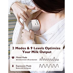 Momcozy Hands Free Breast Pump S9 Pro Updated, Wearable Breast Pump of Longest Battery Life & LED Display, Double Portable Electric Breast Pump with 2 Modes & 9 Levels - 24mm, 2 Pack Gray