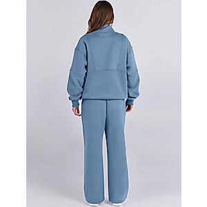 ANRABESS Track Suits for Women Set Two Piece Pants Sets Tracksuit Sweatsuits Pajamas Travel Outfits Casual Active Wear Lounge Matching Sweatpants Womens Jogger Sets A1215wulan-L, Blue
