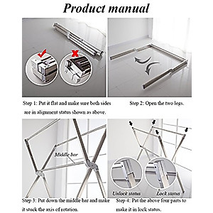 iEllevie Foldable Double Rods Stainless Steel Expandable Clothes Drying Rack 55 to 95 Inch