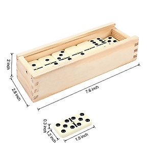 Dominoes Set for Adults, Dominoes Set Double Six, Double 6 Professional Domino Tiles with Spinner in Wooden Box,28 pcs Domino Set 28 Tiles with Natural Wooden Case