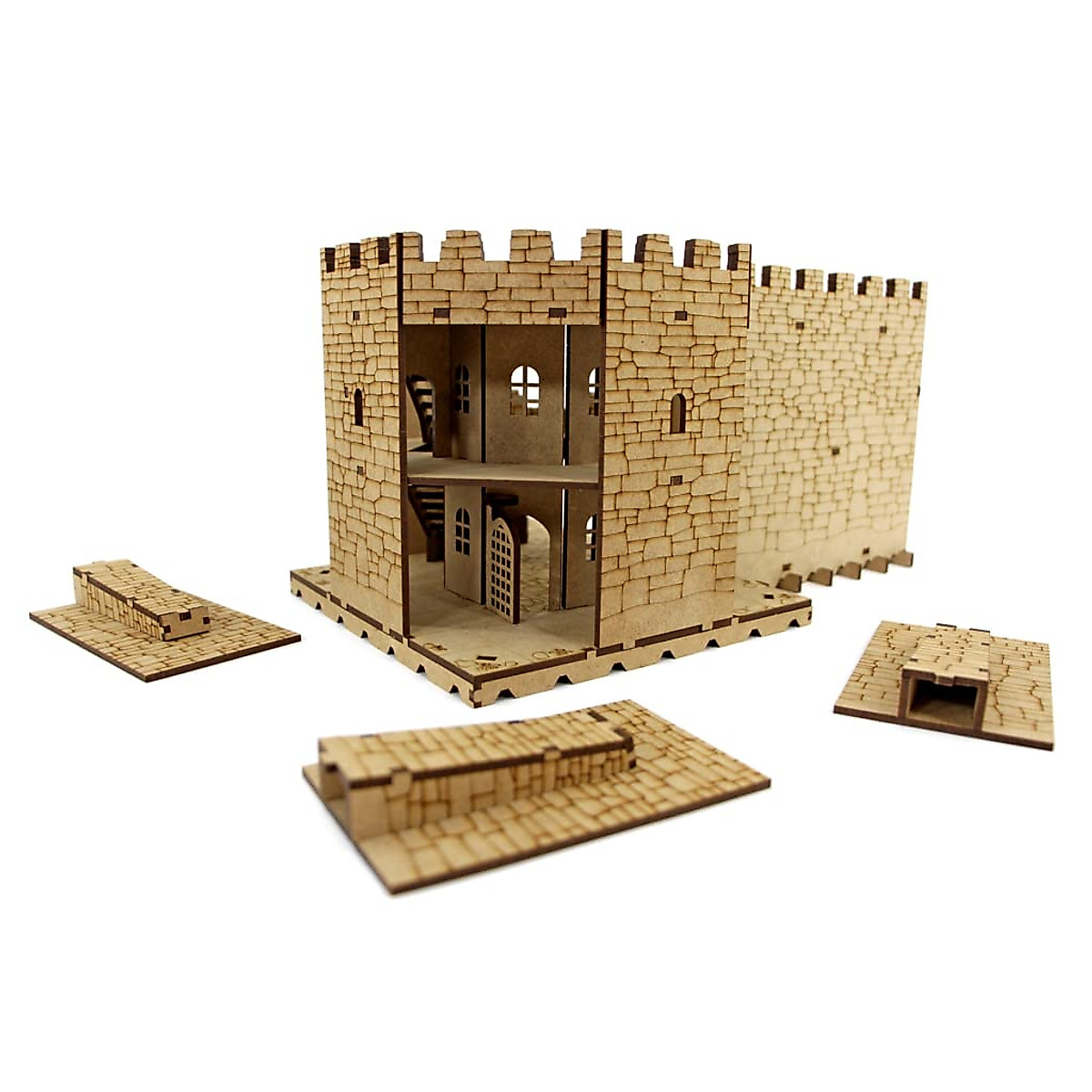 TowerRex Bastion Tower Wall D&D Terrain Barrack Garrison Buildings - DND Accessories for Dungeons & Dragons, Pathfinder, Warhammer, Tabletop Battle Map, Wargaming Terrain for 28mm 32mm Miniatures