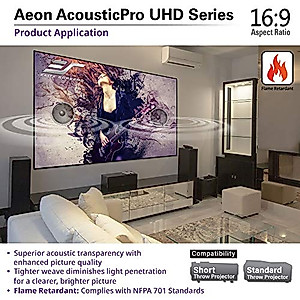 Elite Screens Aeon AUHD Series, 120-inch 16:9, 4K Home Theater Fixed Frame EDGE FREE Borderless Projection Sound Transparent Perforated Weave Projector Screen, AR120H2-AUHD