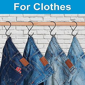 4 Inch S Hooks for Hanging with Safety Buckle, 12 Pack Heavy Duty S Hooks for Plants, S Shaped Hooks Metal S Hooks for Hanging Clothes,Kitchen Utensil,Pots and Pans,Bags,Jeans (Black)