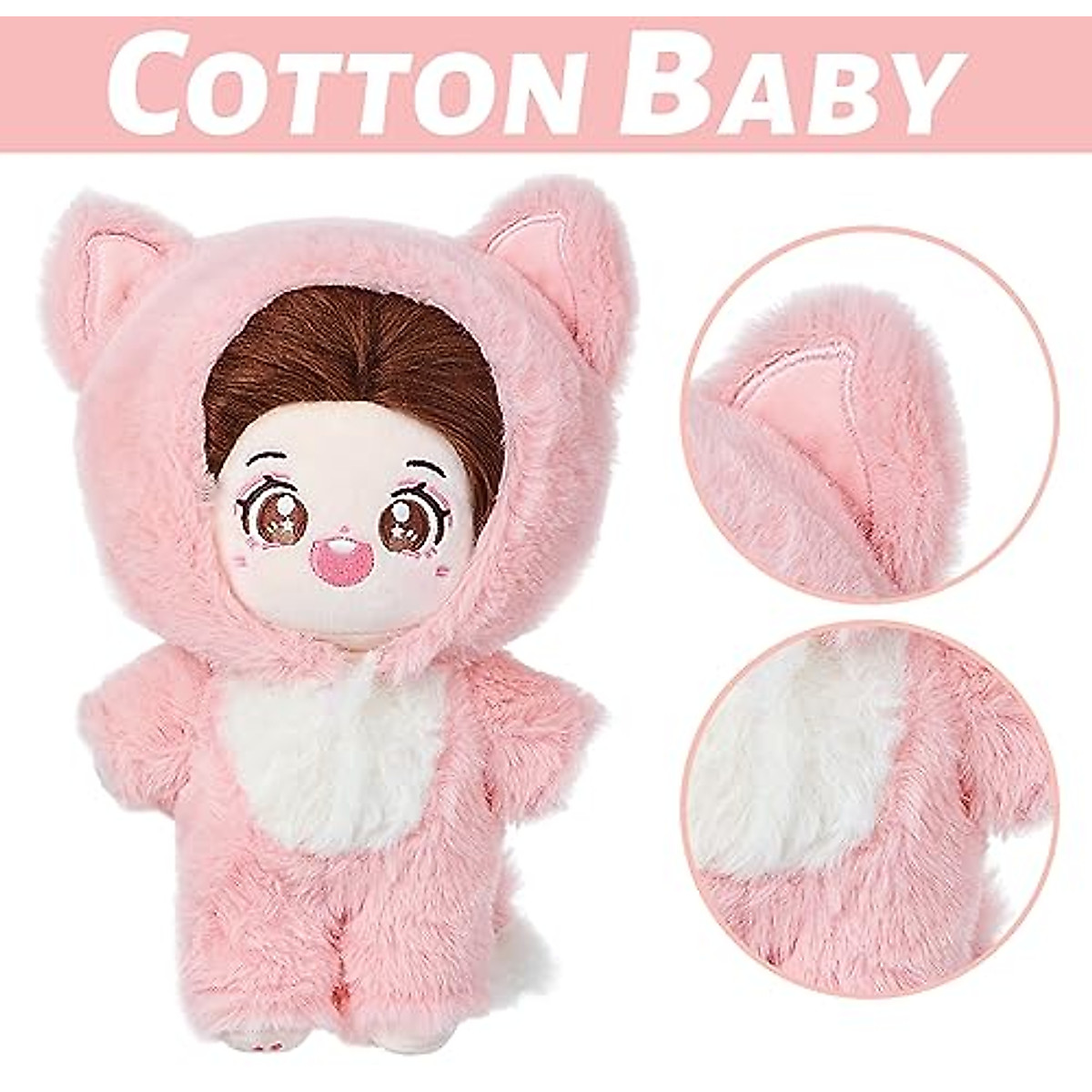 DONTNO 9 Inches Baby Doll Soft Plush Dolls Toy,Plush Pillow Stuffed Dolls Toy Birthday Gifts for Girls Kids(Pink)