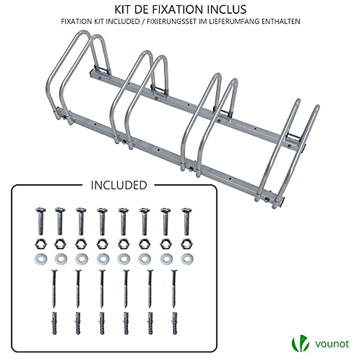 VOUNOT Bike Stand Floor 4 Rack Bike Garage Bicycle Storage Parking Rack Cycle Organizer Locking Stand for Indoor Outdoor