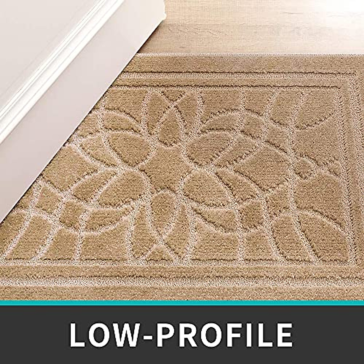 DEXI Front Door Mat for Home Entrance, 20"x32" Non-Slip Absorbent Floor Mats Low-Profile Washable Doormat for Entryway, Garage, Patio, Beige