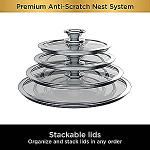 Ninja NeverStick Premium 10 Piece Pots & Frying Pans Set, with Glass Lids, Nesting, Hard Anodized, Kitchen Cookware Sets Nonstick, Durable & Oven Safe to 500°F, Slate Grey, C59500