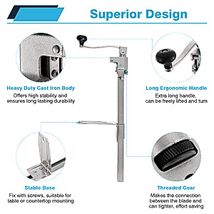 IRONWALLS Commercial Can Opener Heavy Duty, 24.6” Manual Can Opener for Large Cans Up to 17.7”, Tabletop Industrial Can Opener with Stainless Steel Blade for Restaurants, Bars, Canteens